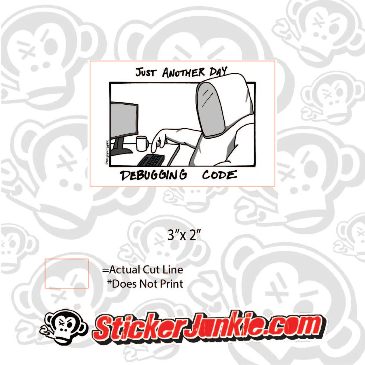 Debugging Code - Reverent Geek 3x2" – StickerJunkie.com