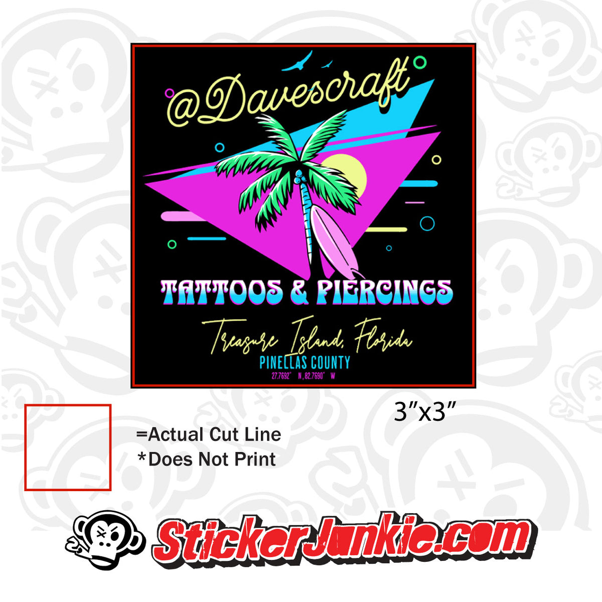 Treasure Island Florida Square - Davescraft Tattoos & Piecings 3x3 ...