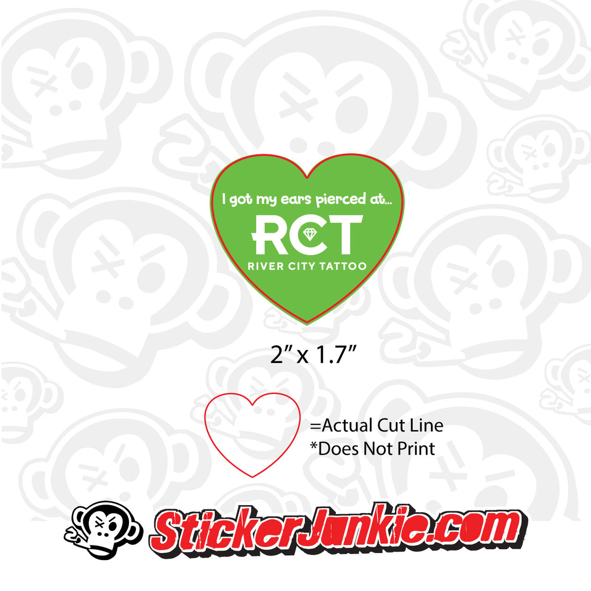 Green Got My Ears Pierced at RCT Heart - River City Tattoos 2x1.7 ...