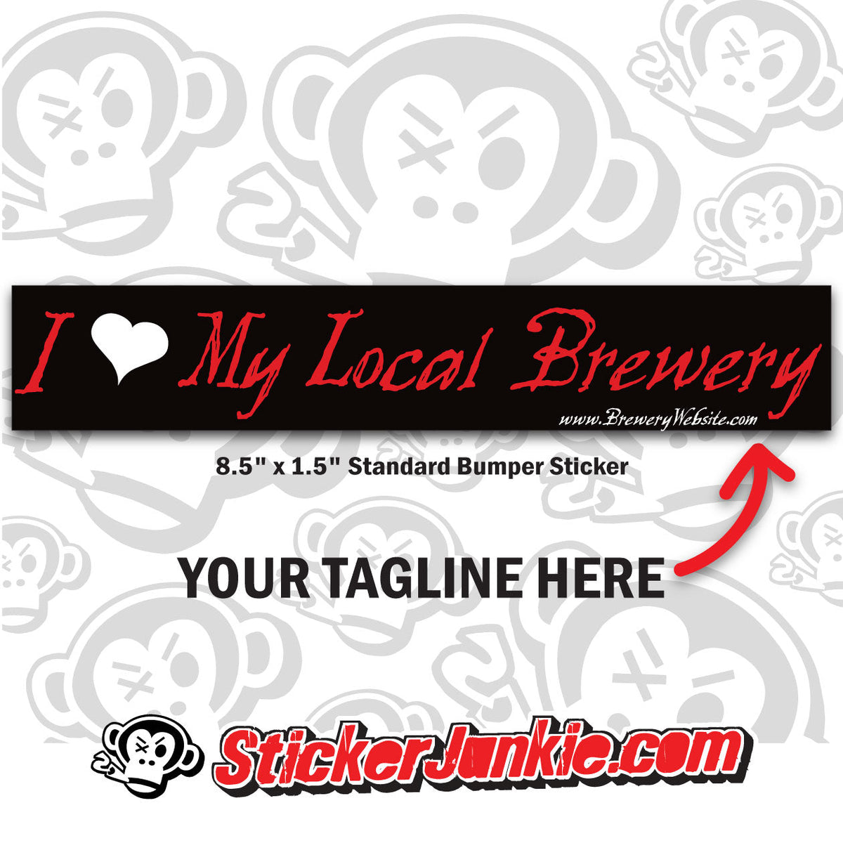 I 💗 MY LOCAL BREWERY Black - Customizable 8.5x1.5" – StickerJunkie.com