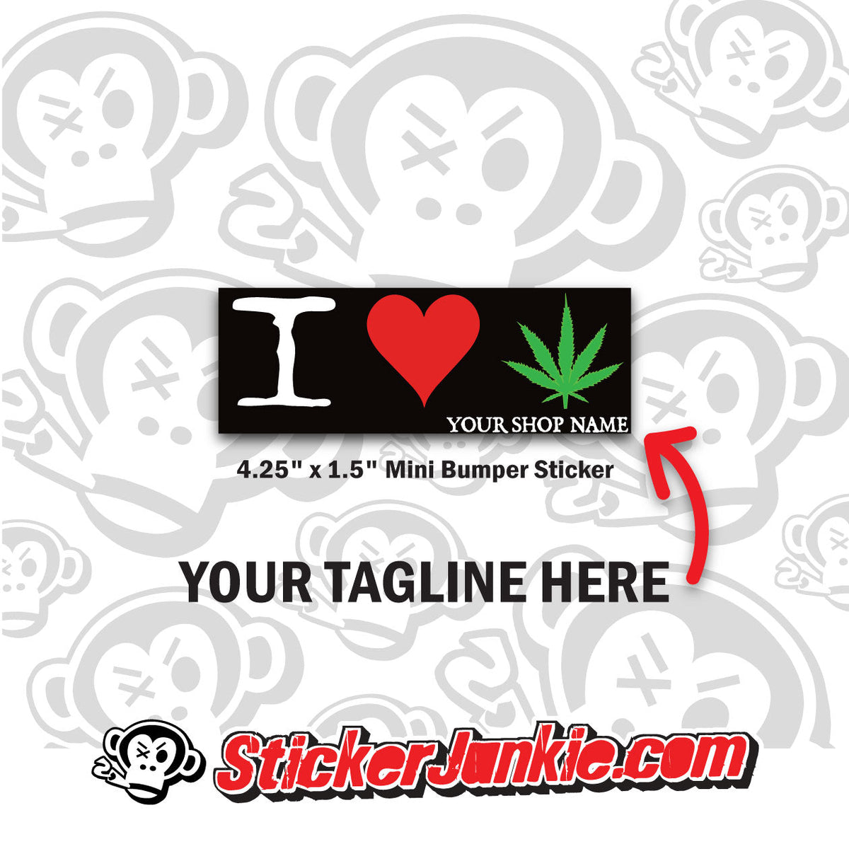 I 🧡 Pot Leaf Black - Customizable 4.25x1.5" – StickerJunkie.com