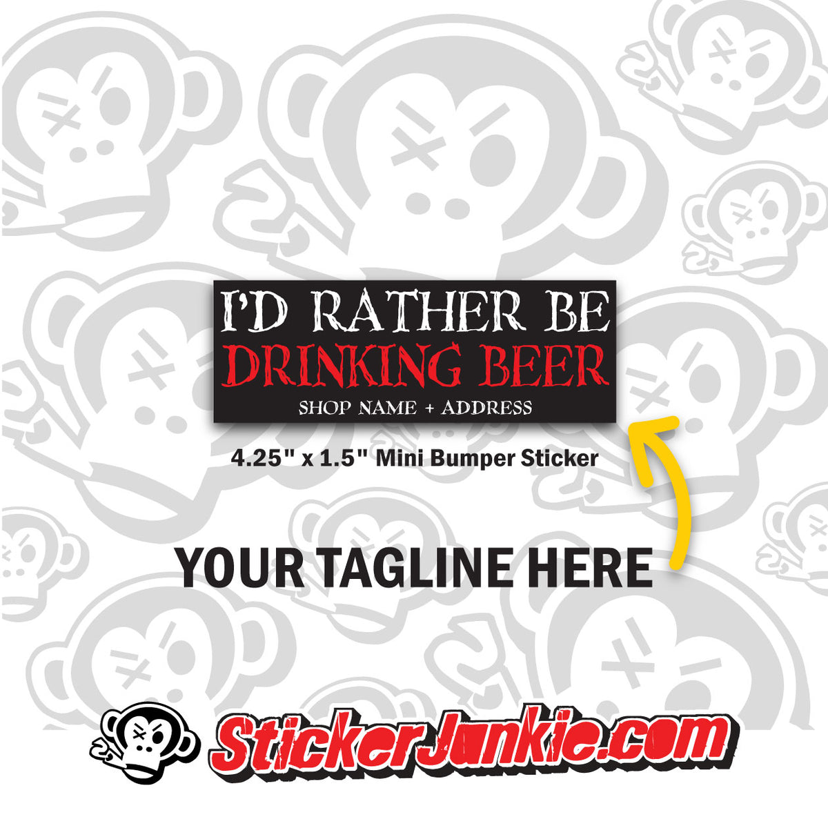 I'D RATHER BE DRINKING BEER Black - Customizable 4.25x1.5 ...