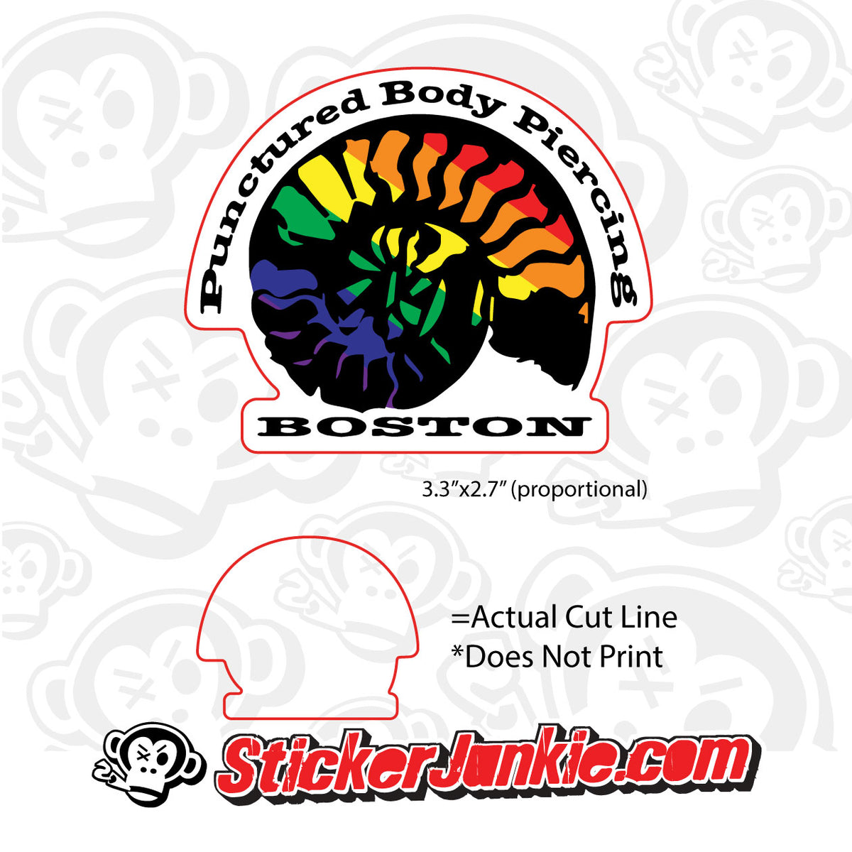 Rainbow Boston Shell-Punctured Tattoo 3.3x2.7" – StickerJunkie.com
