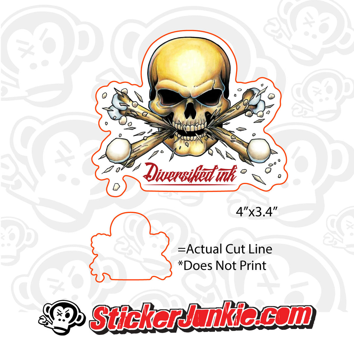 Skull and Bones Die Cut - Diversified Ink 4x3.4" – StickerJunkie.com