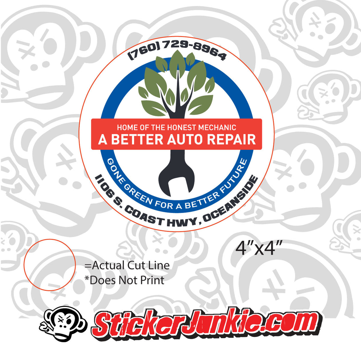 Logo Address Circle - A Better Auto Repair 4x4" – StickerJunkie.com