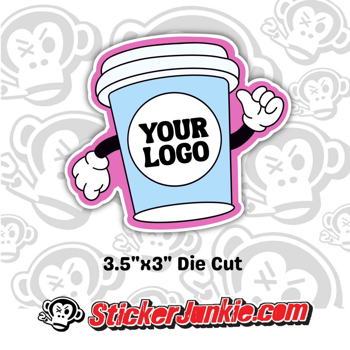 Coffee Cup Pink- Customizable 3x3.5" – StickerJunkie.com