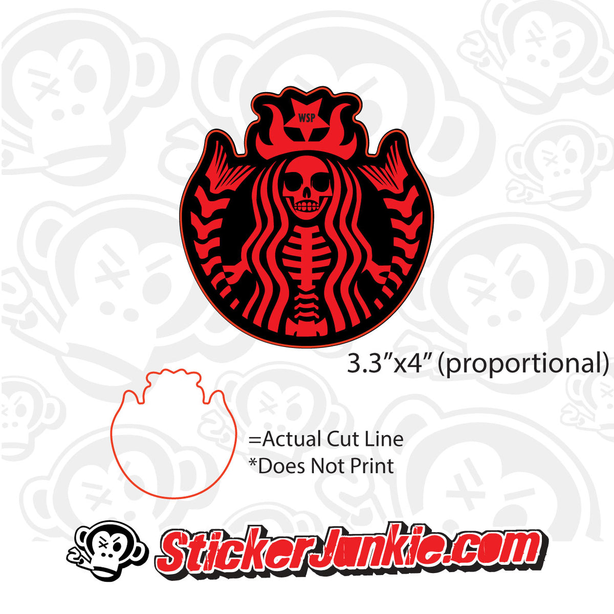 WSP Mermaid Black and Red- Matthew Horyna 3.3x4" – StickerJunkie.com