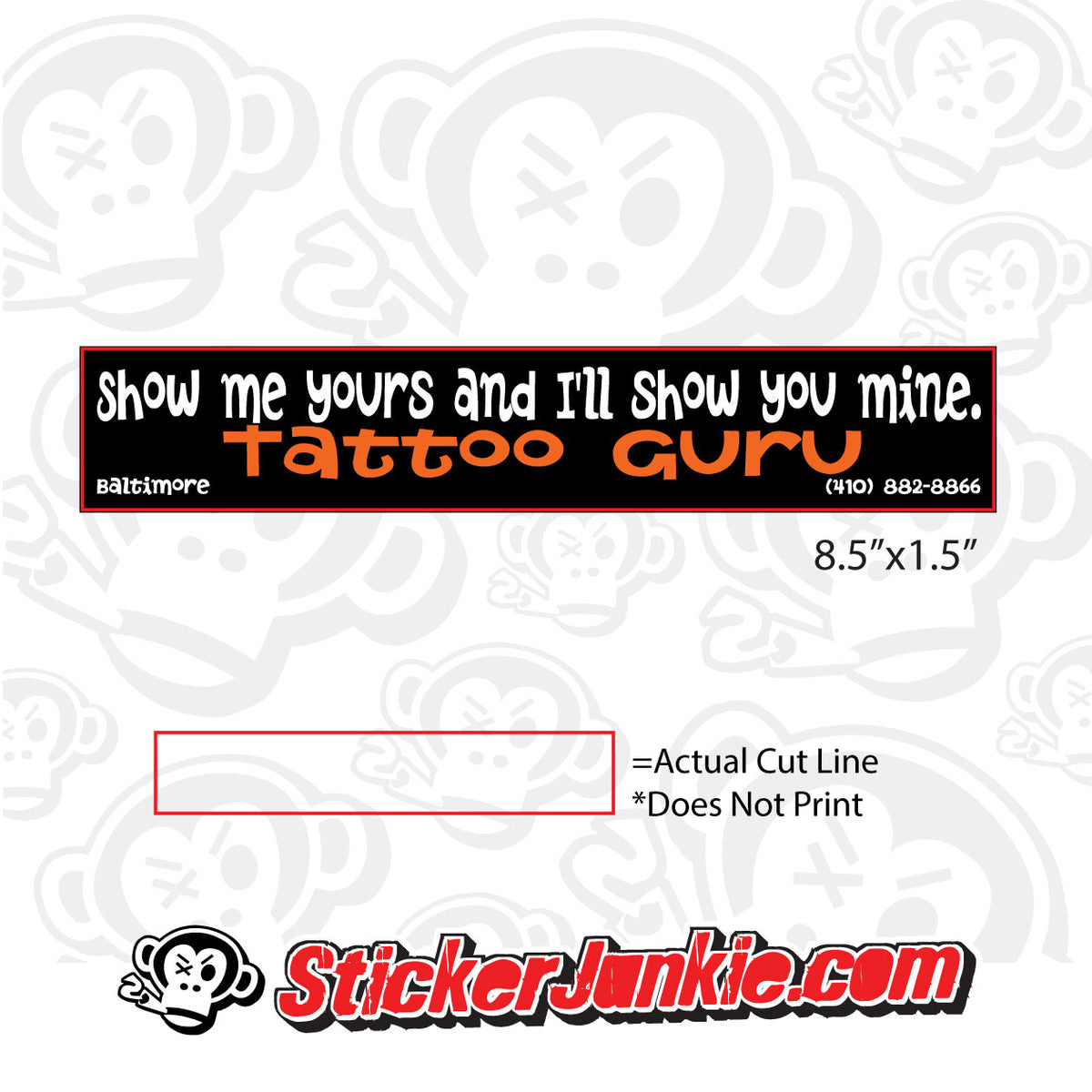 Show Me Yours-Tattoo Guru 8.5x1.5" – StickerJunkie.com